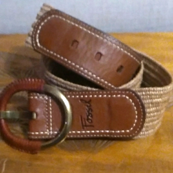 Fossil | Accessories | Fossil Brown Belt Leather Hemp Stretch Braided ...